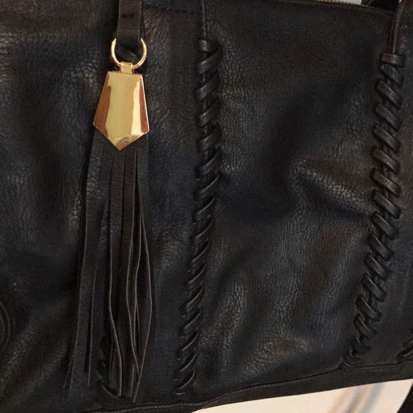 Charming Charlie | Bags | Black Faux Leather Stitched Bag | Poshmark